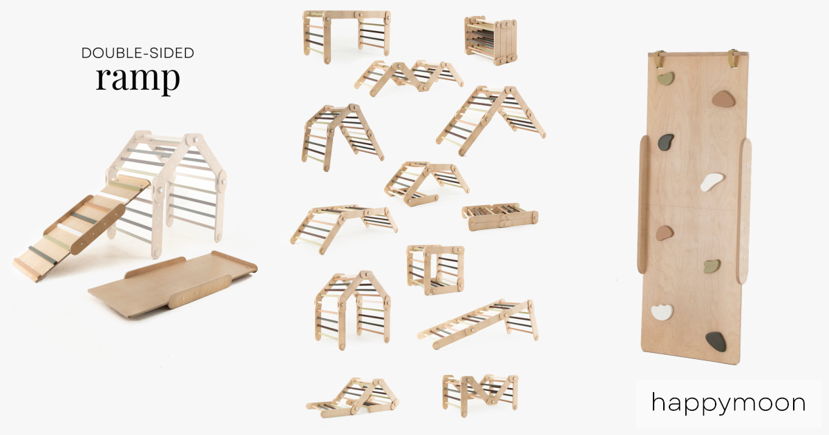 Pikler climbing triangle with slides and ramps for children's playroom ...