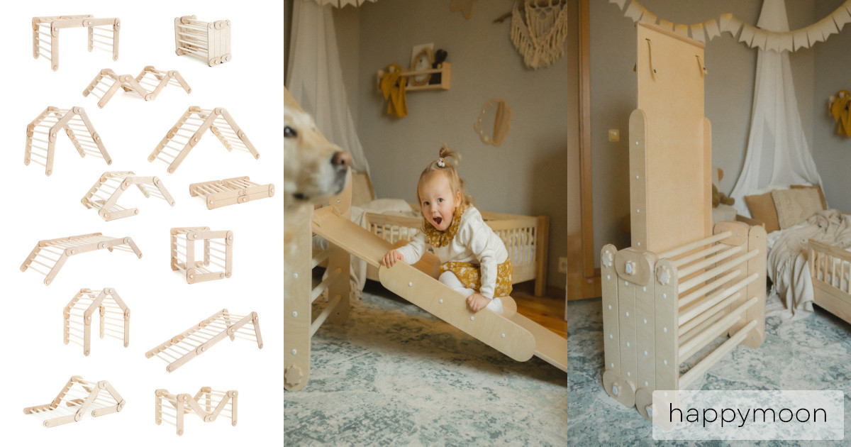 Pikler Triangle Set with Slide – Climbing Fun for Kids & Toddlers ...